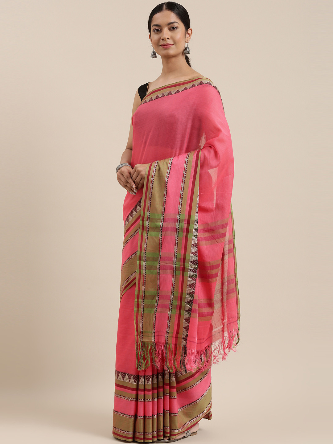 Buy The Chennai Silks Classicate Pink Banahatti Pure Cotton Saree ...