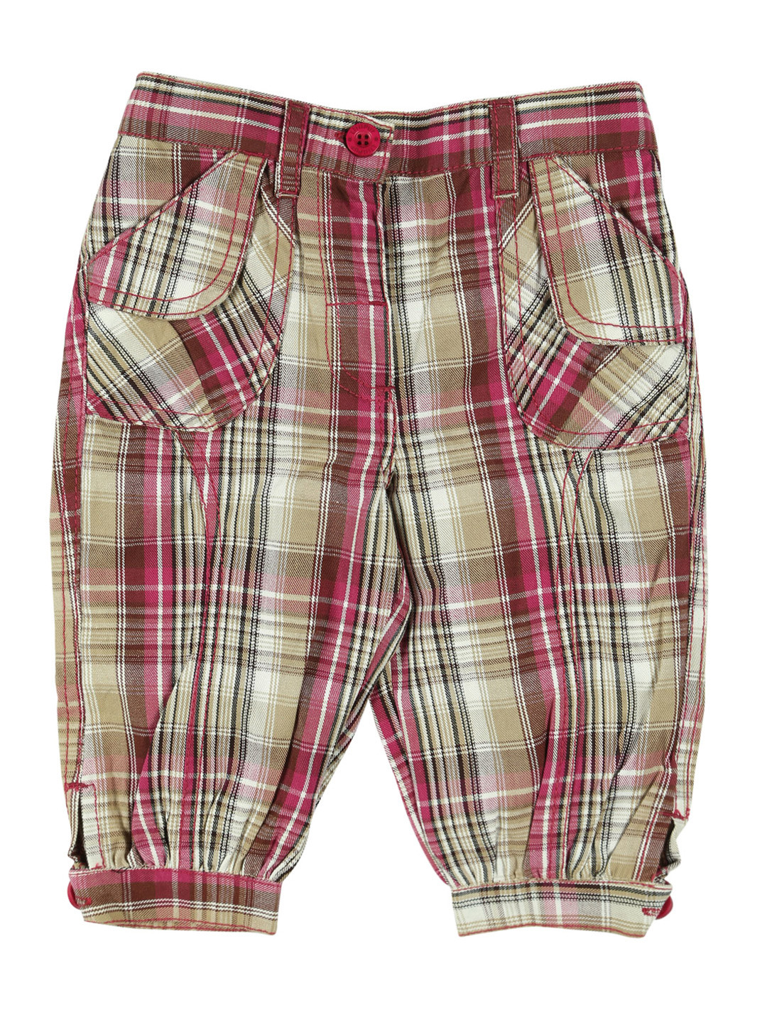 Buy Lilliput Girls Khaki & Pink Checked Capris - Capris for Girls ...