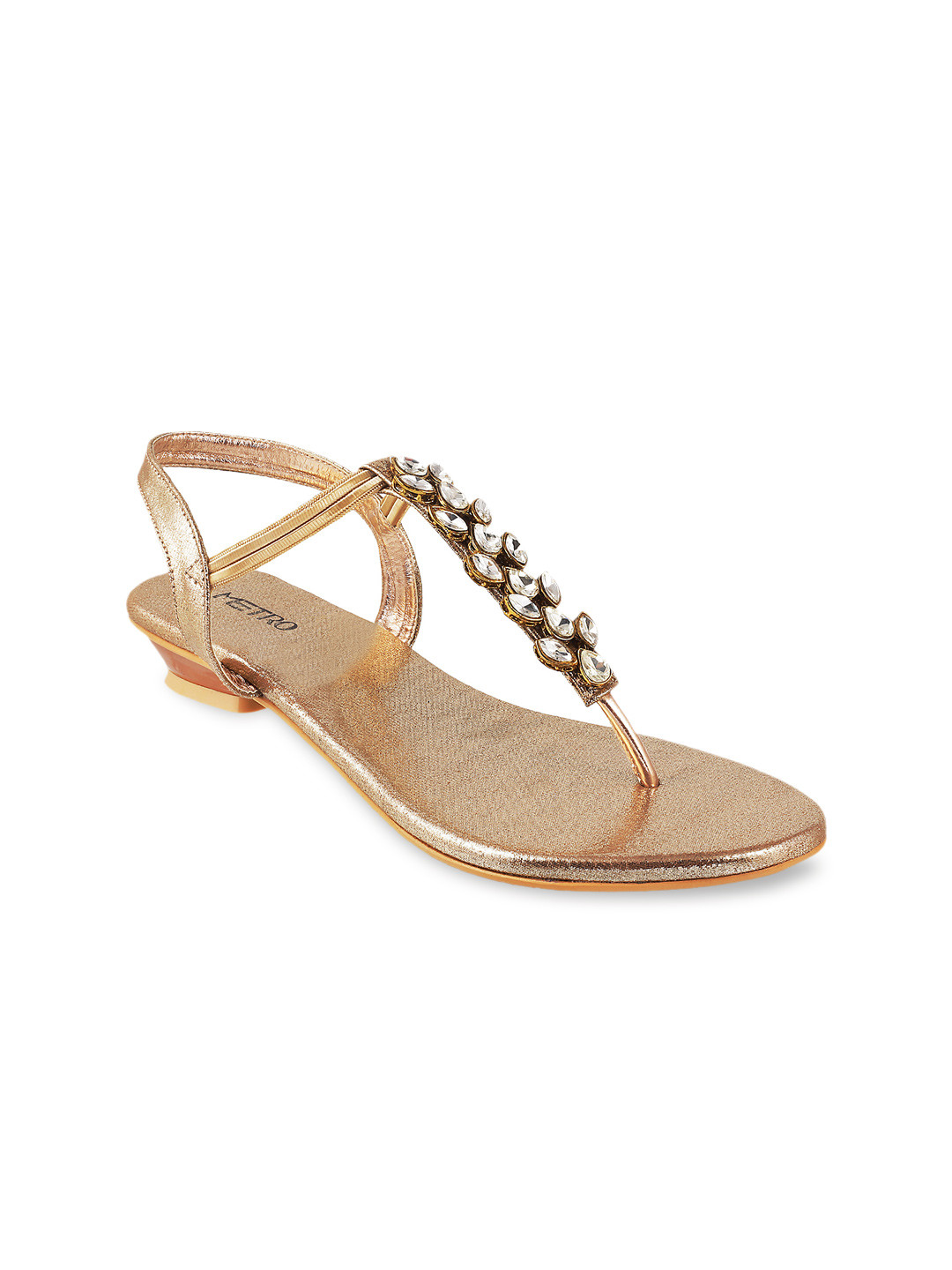 Buy Metro Women Gold Solid Flats - Flats for Women 1495318 | Myntra
