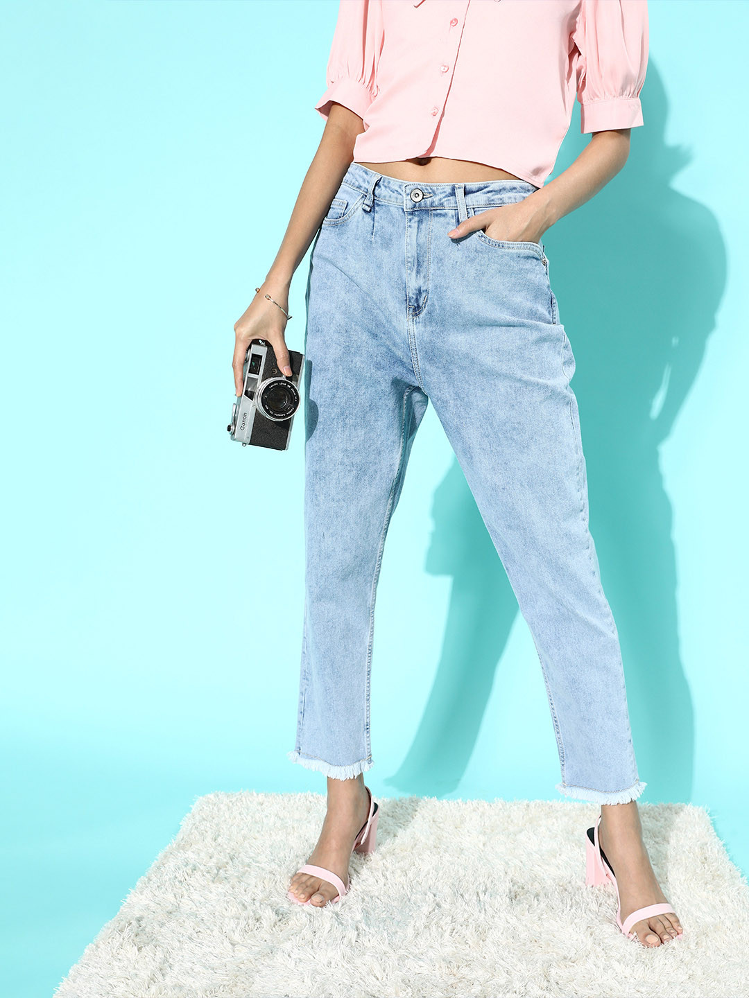 Buy Roadster Women Blue High Rise Boyfriend Fit Stretchable Jeans ...