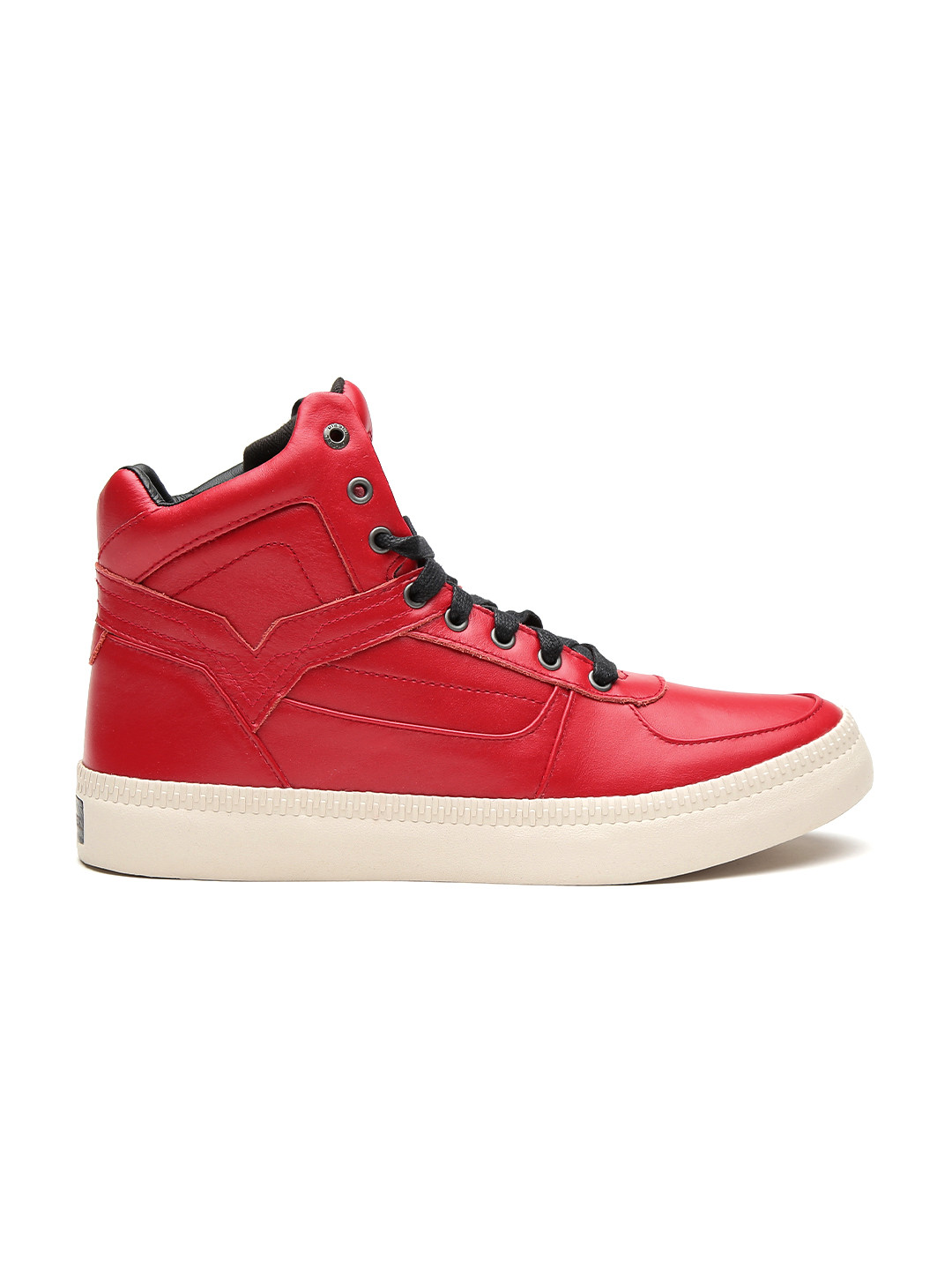 Buy DIESEL Men Red Leather Mid Top Sneakers - Casual Shoes for Men ...