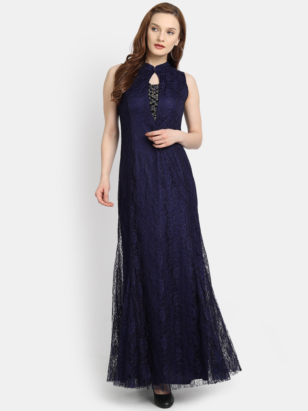 Buy LY2 Navy Blue Lace Maxi Dress - Dresses for Women 14957276 | Myntra