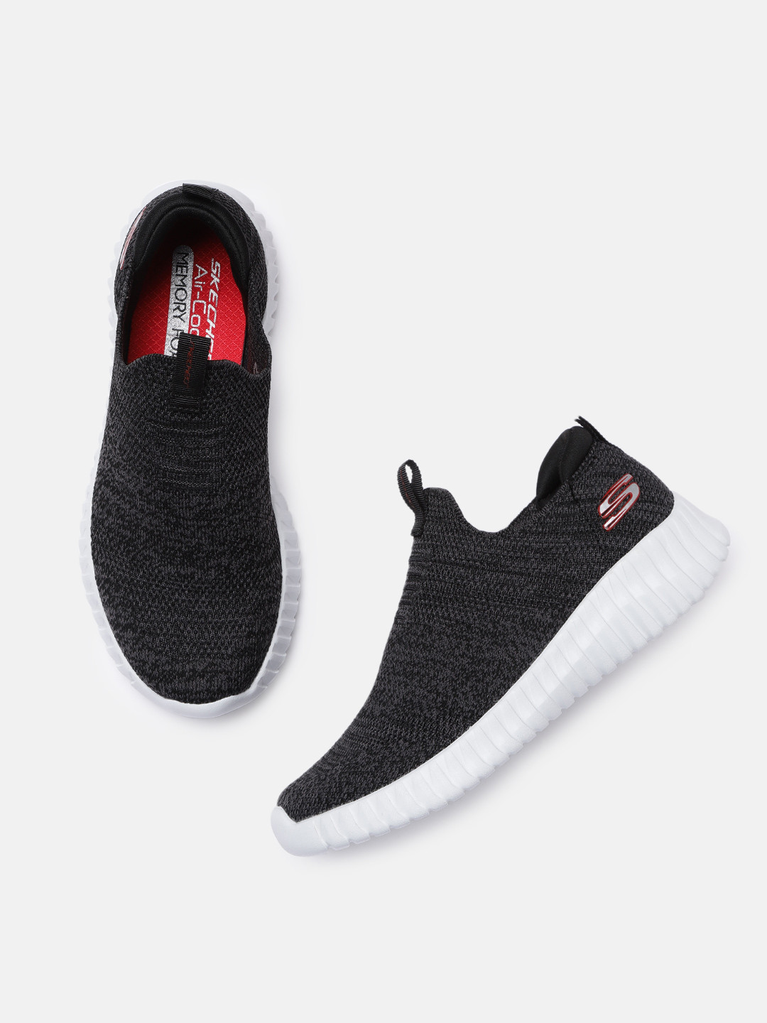 Buy Skechers Boys Charcoal ELITE FLEX AELWAY Air Cooled Memory Slip On ...