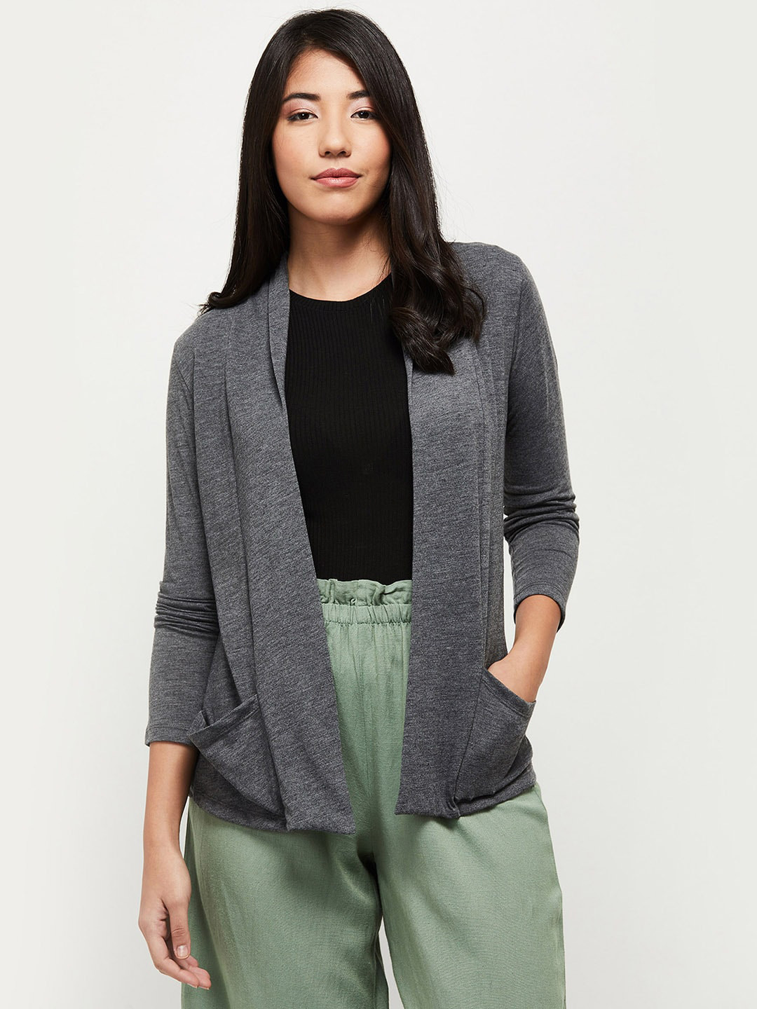 Buy Max Women Grey Shrug - Shrug for Women 14966688 | Myntra
