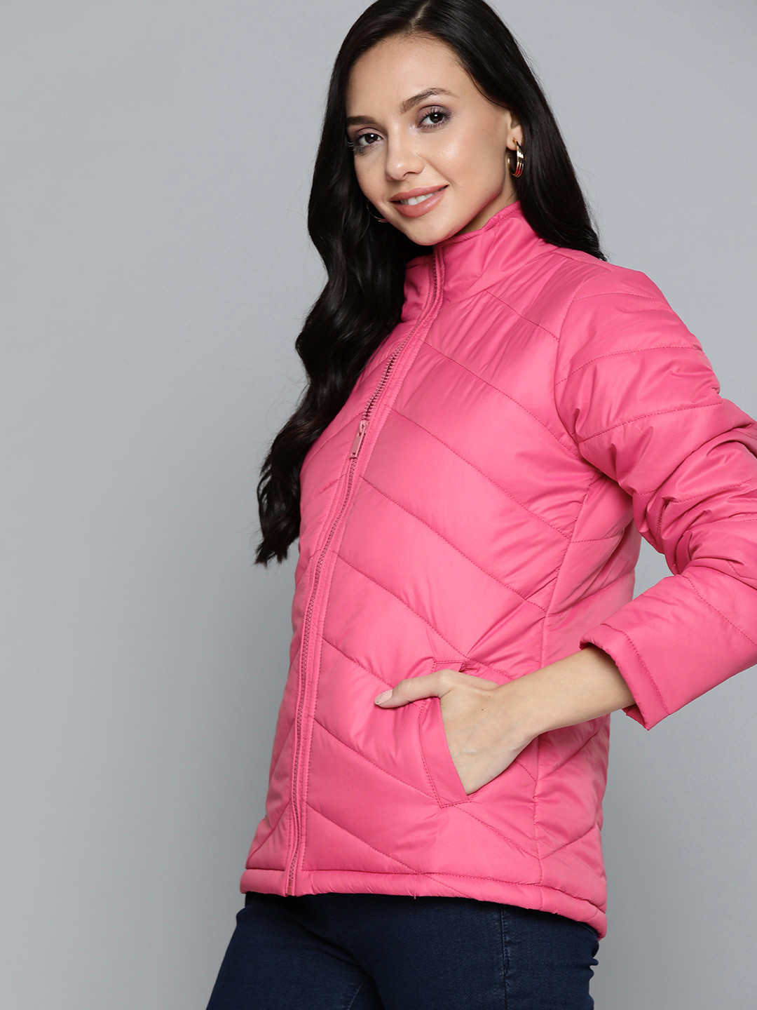 Buy HERE&NOW Women Pink Padded Jacket - Jackets for Women 14969344 | Myntra