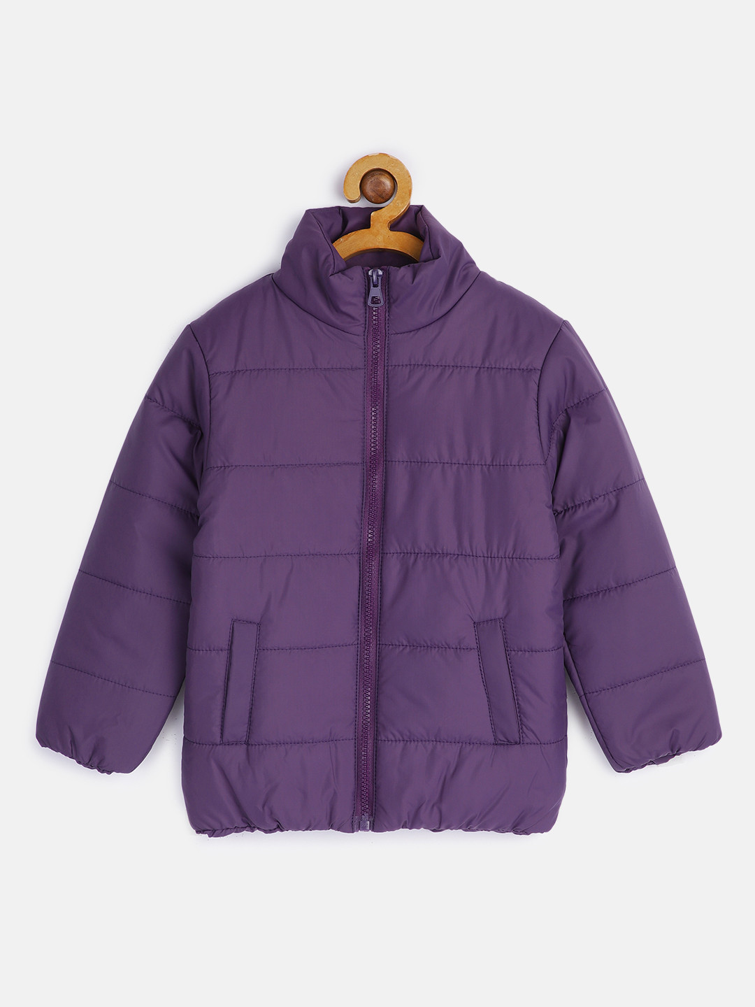 Buy HERE&NOW Girls Purple Solid Padded Jacket - Jackets for Girls ...