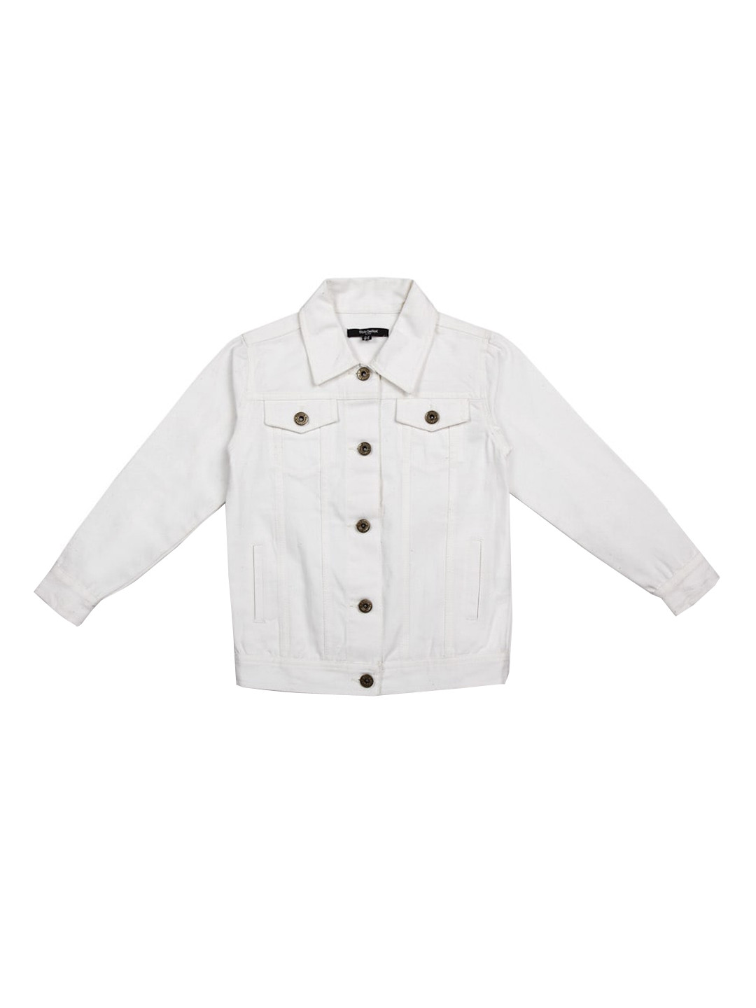 Buy Style Quotient Girls White Solid Denim Jacket - Jackets for Girls ...