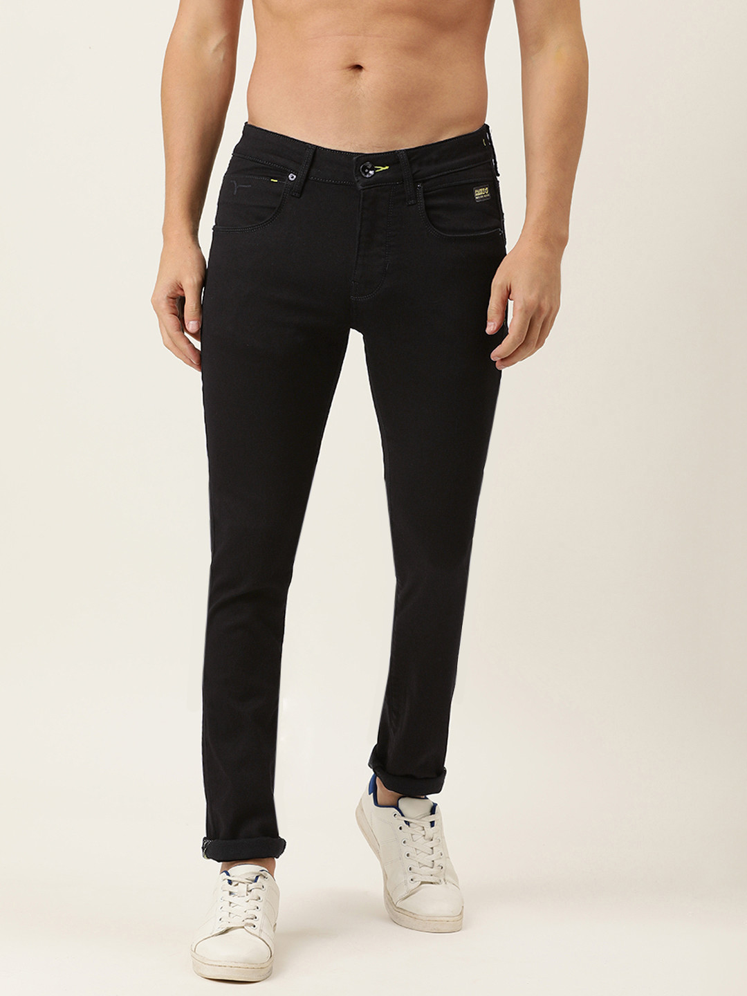 Buy Flying Machine Men Black Super Slim Tapered Michael Fit Stretchable ...