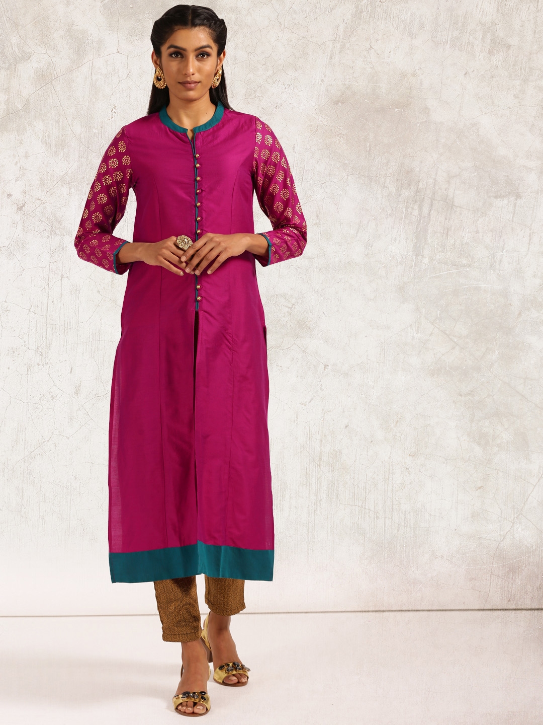 Buy Anouk Women Magenta Yoke Design Straight Kurta Kurtas For Women