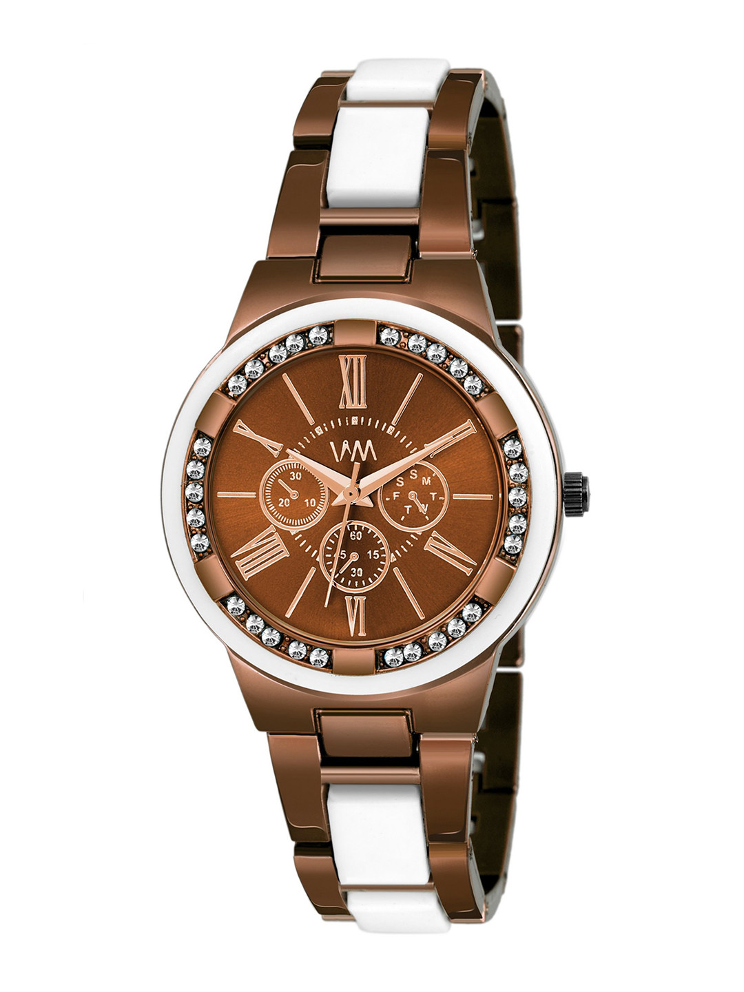 Buy Watch Me Women Brown Embellished Dial & Brown Bracelet Style ...