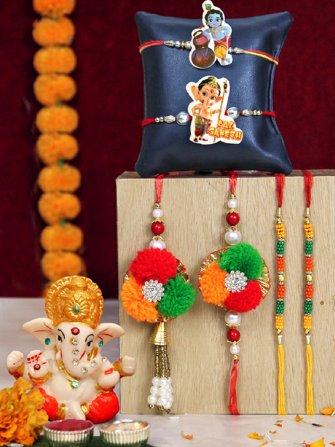 Buy TIED RIBBONS Set Of 6 Bhaiya Bhabhi Kids Family Rakhi Combo With ...