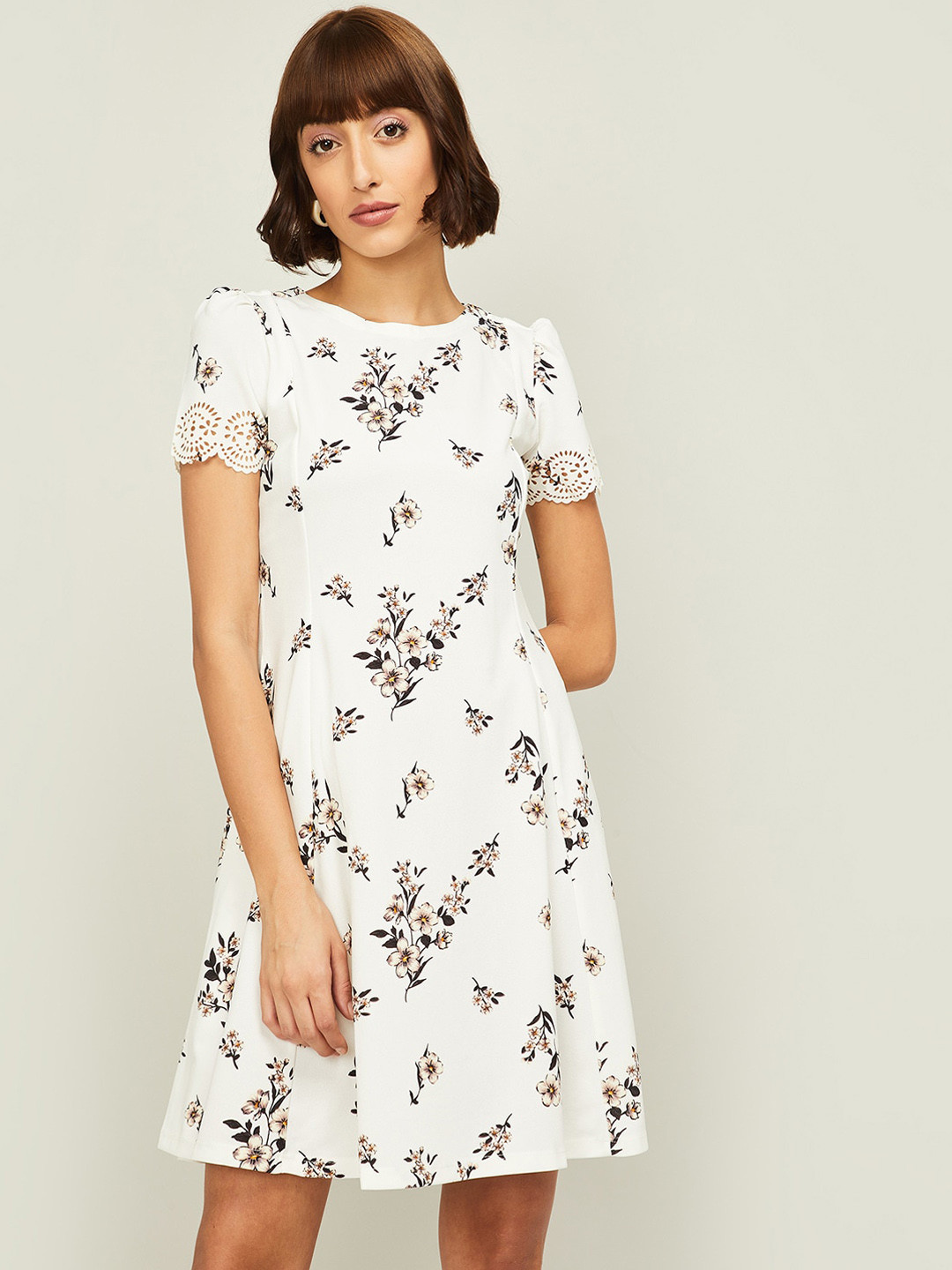Buy CODE By Lifestyle Women White Floral Dress - Dresses for Women ...