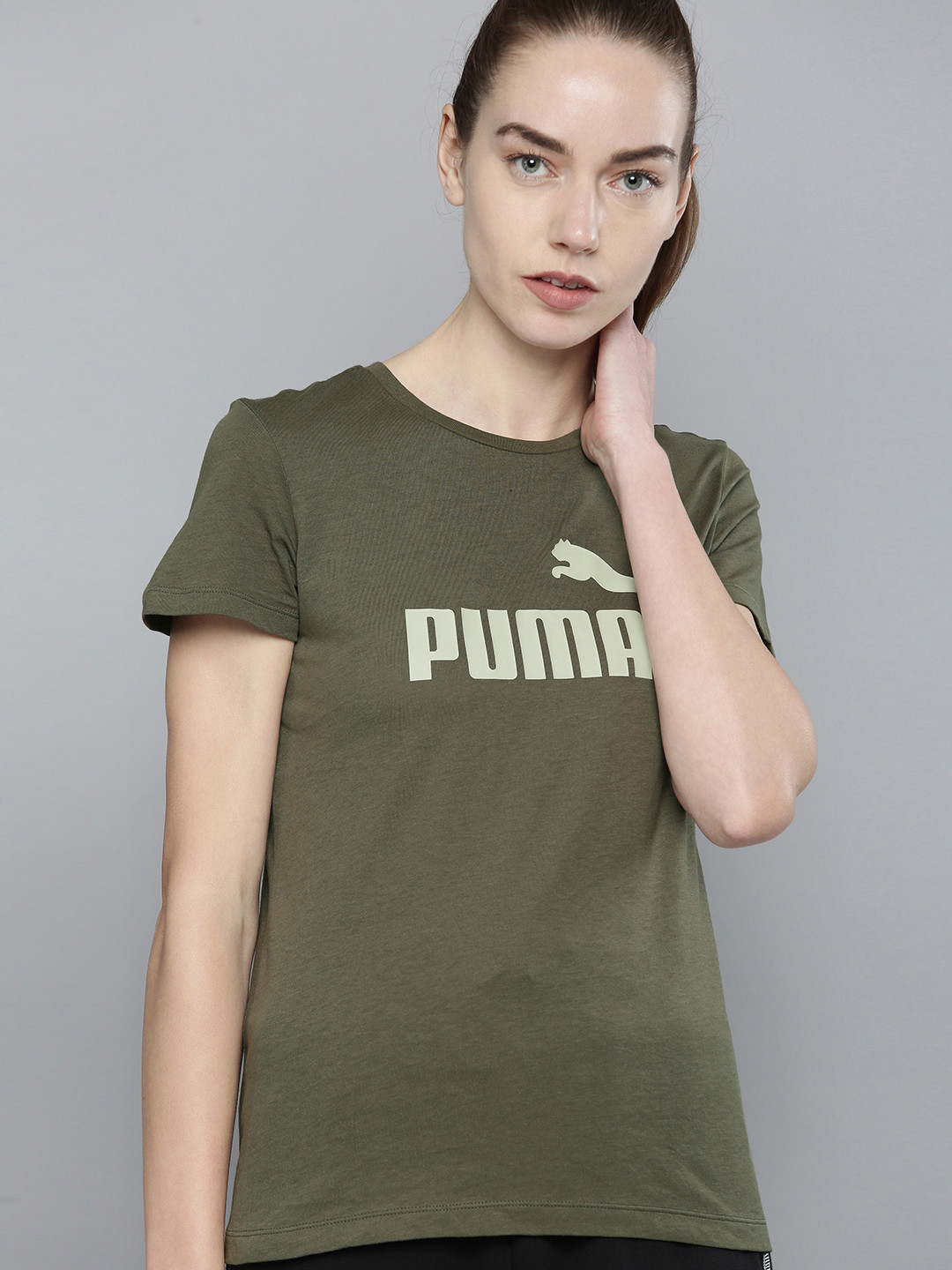 Buy Puma Women Green Brand Logo Printed Pure Cotton T Shirt - Tshirts ...