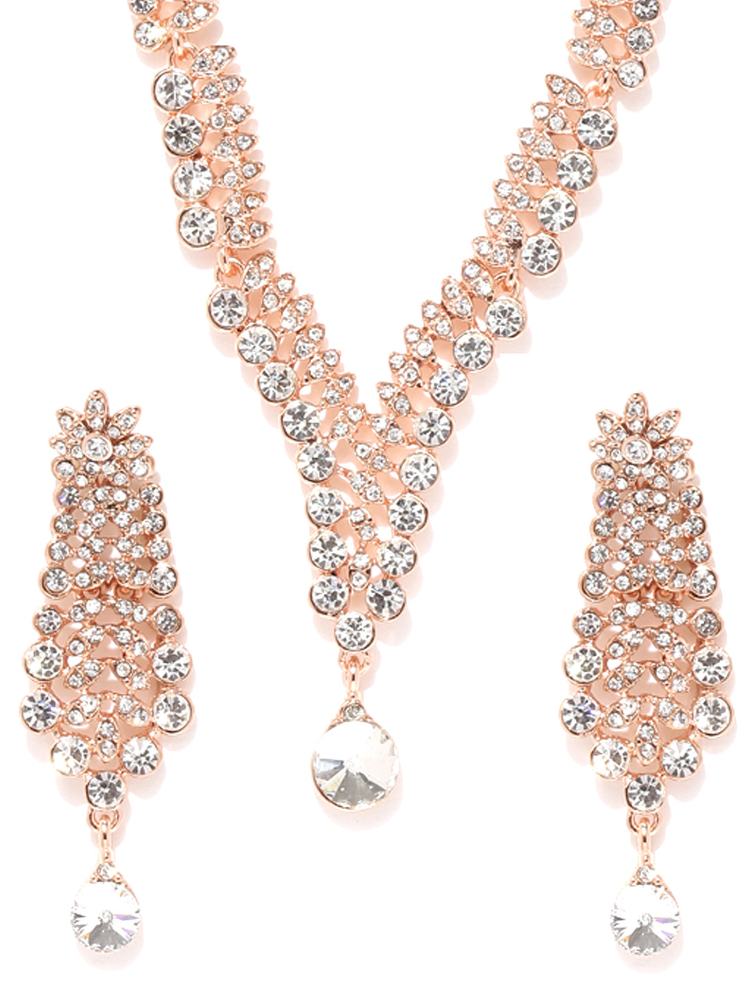 Buy Estelle 24 Carat Rose Gold Plated Stone Studded Jewellery Set ...