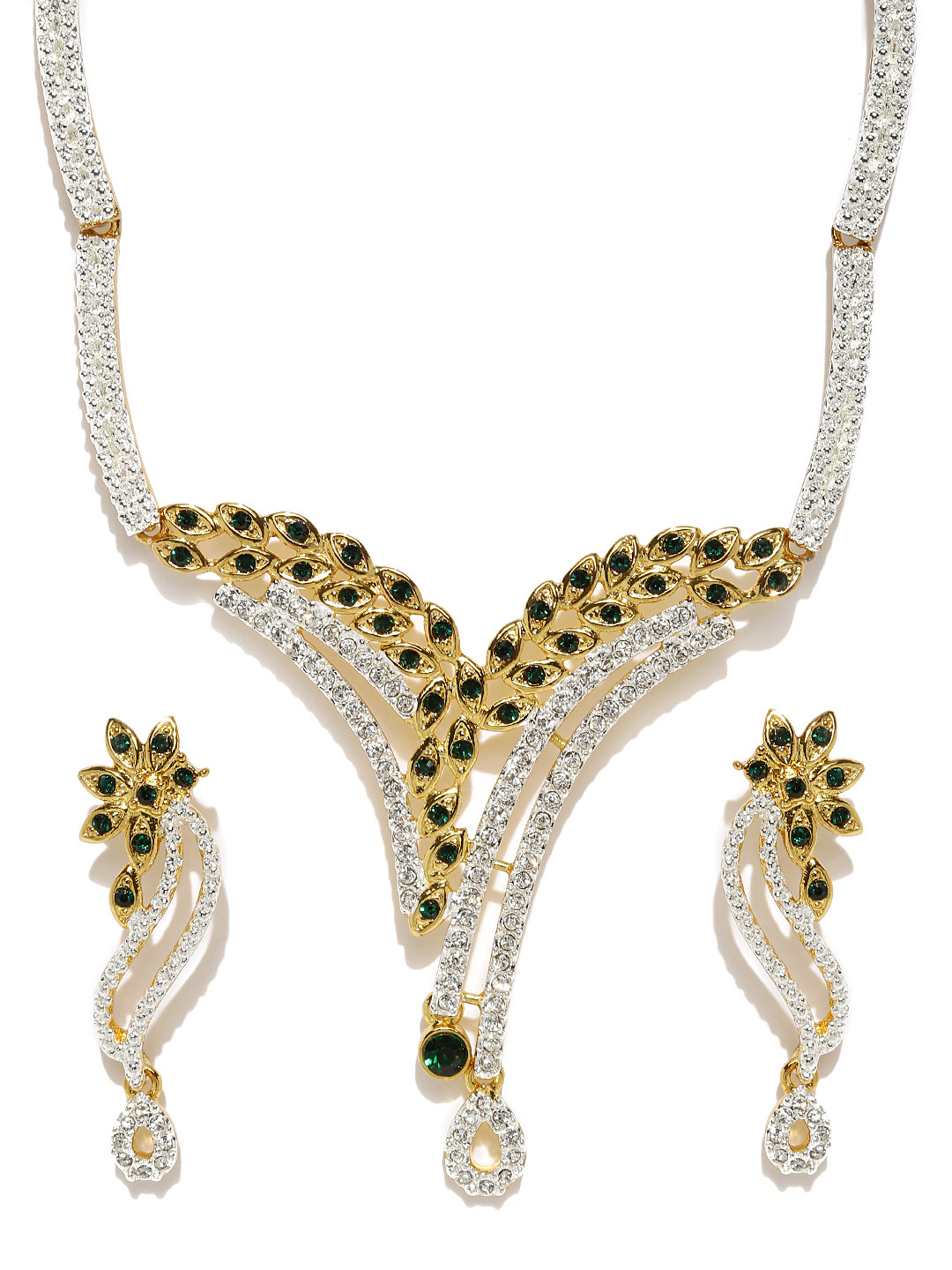 Buy Estelle Gold Toned & White Embellished Jewellery Set - Jewellery ...
