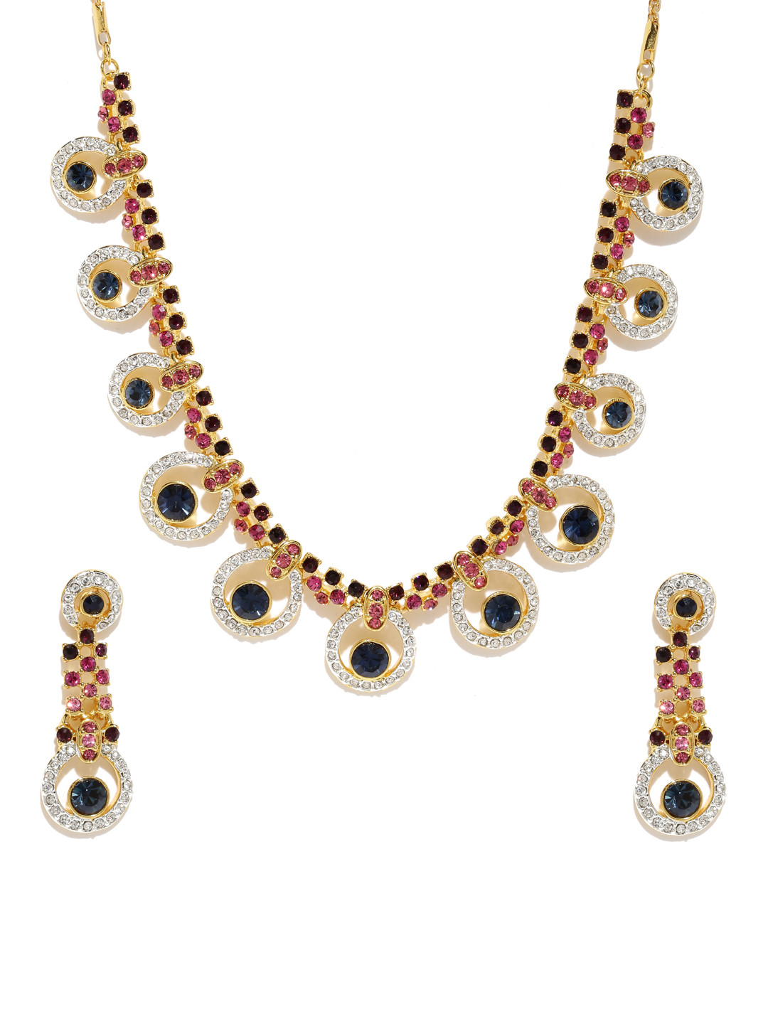 Buy Estelle 24KT Gold Plated Stone Studded Jewellery Set - Jewellery ...