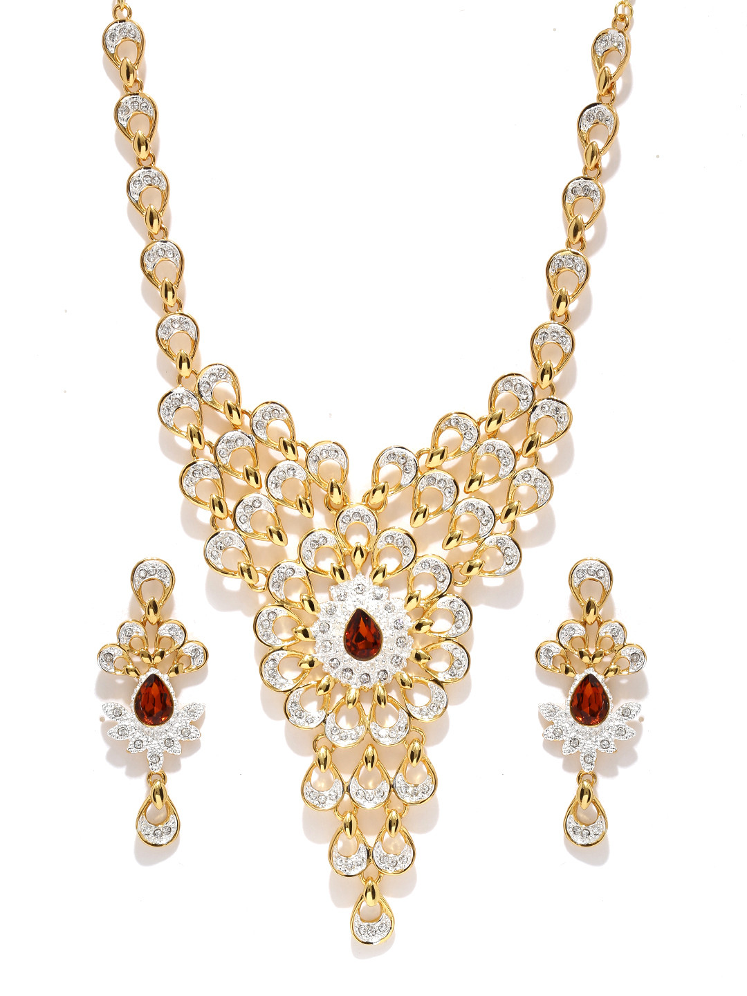 Buy Estelle 24KT Gold Plated Stone Studded Jewellery Set - Jewellery ...