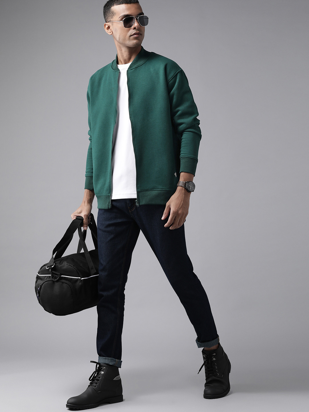 Buy The Roadster Lifestyle Co. Men Teal Green Solid Tailored Jacket ...