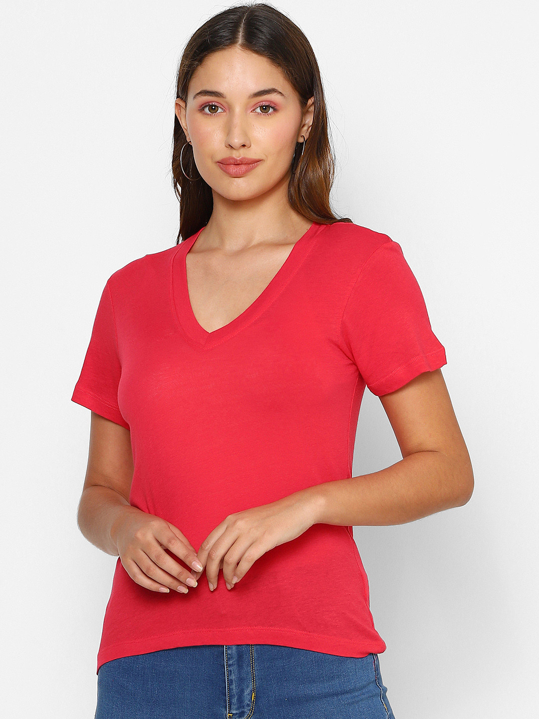 Buy FOREVER 21 Red V Neck Top - Tops for Women 14995762 | Myntra