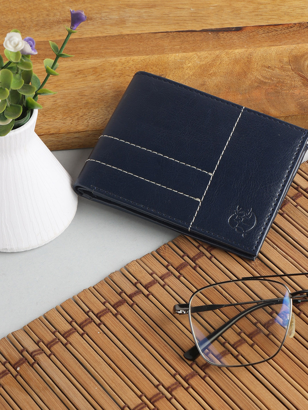 Buy ZEVORA Men Blue Woven Design Leather Two Fold Wallet - Wallets for ...