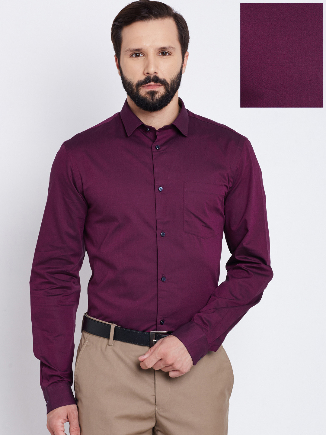 Buy Arrow New York Men Magenta Slim Fit Solid Formal Shirt - Shirts for ...