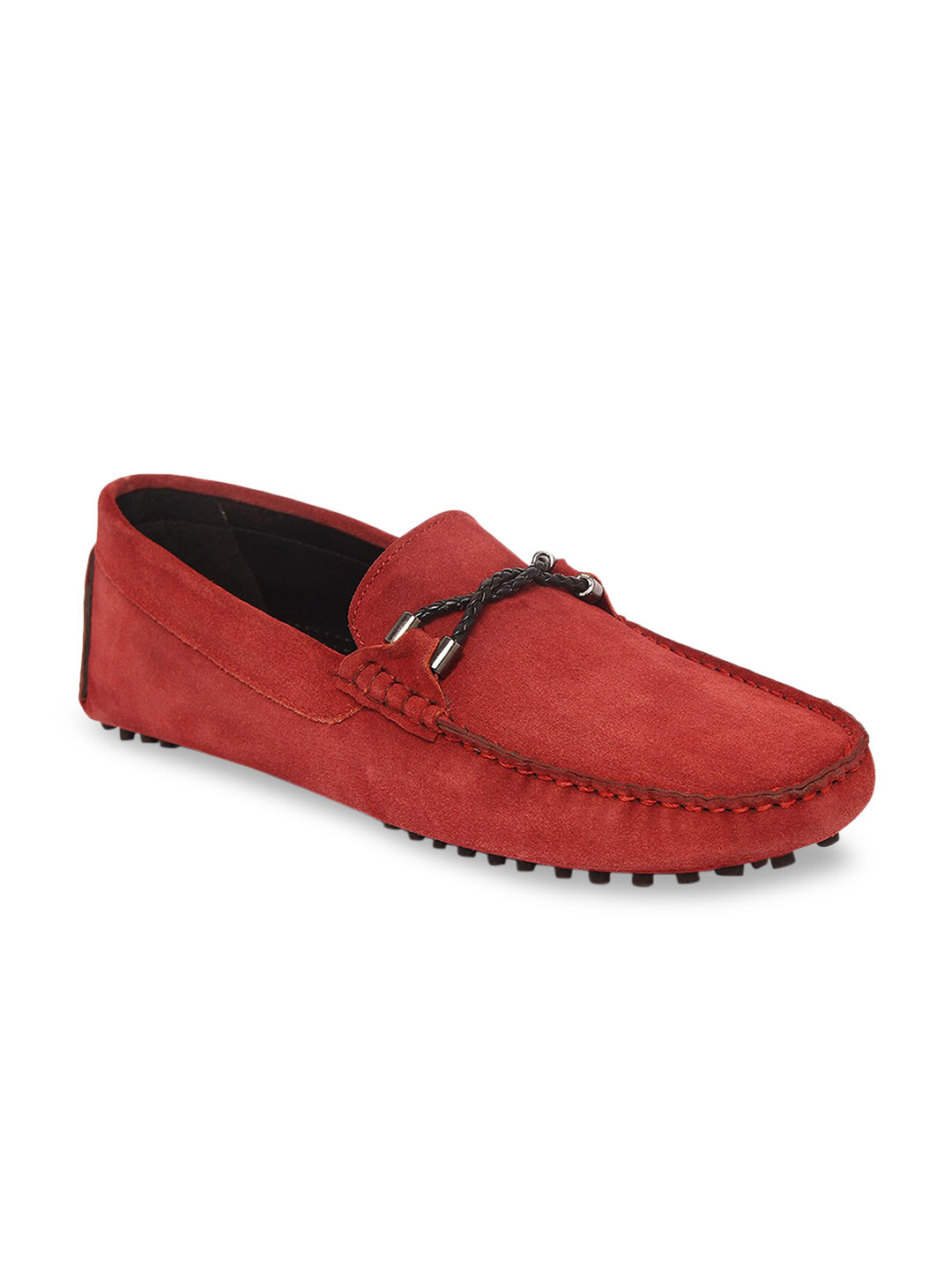 Buy MONKS & KNIGHTS Men Red Leather Loafers - Casual Shoes for Men ...