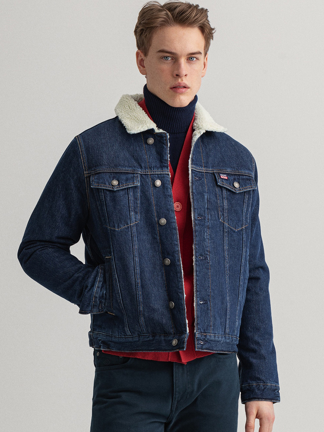 Buy GANT Men Navy Blue Denim Jacket - Jackets for Men 15011352 | Myntra