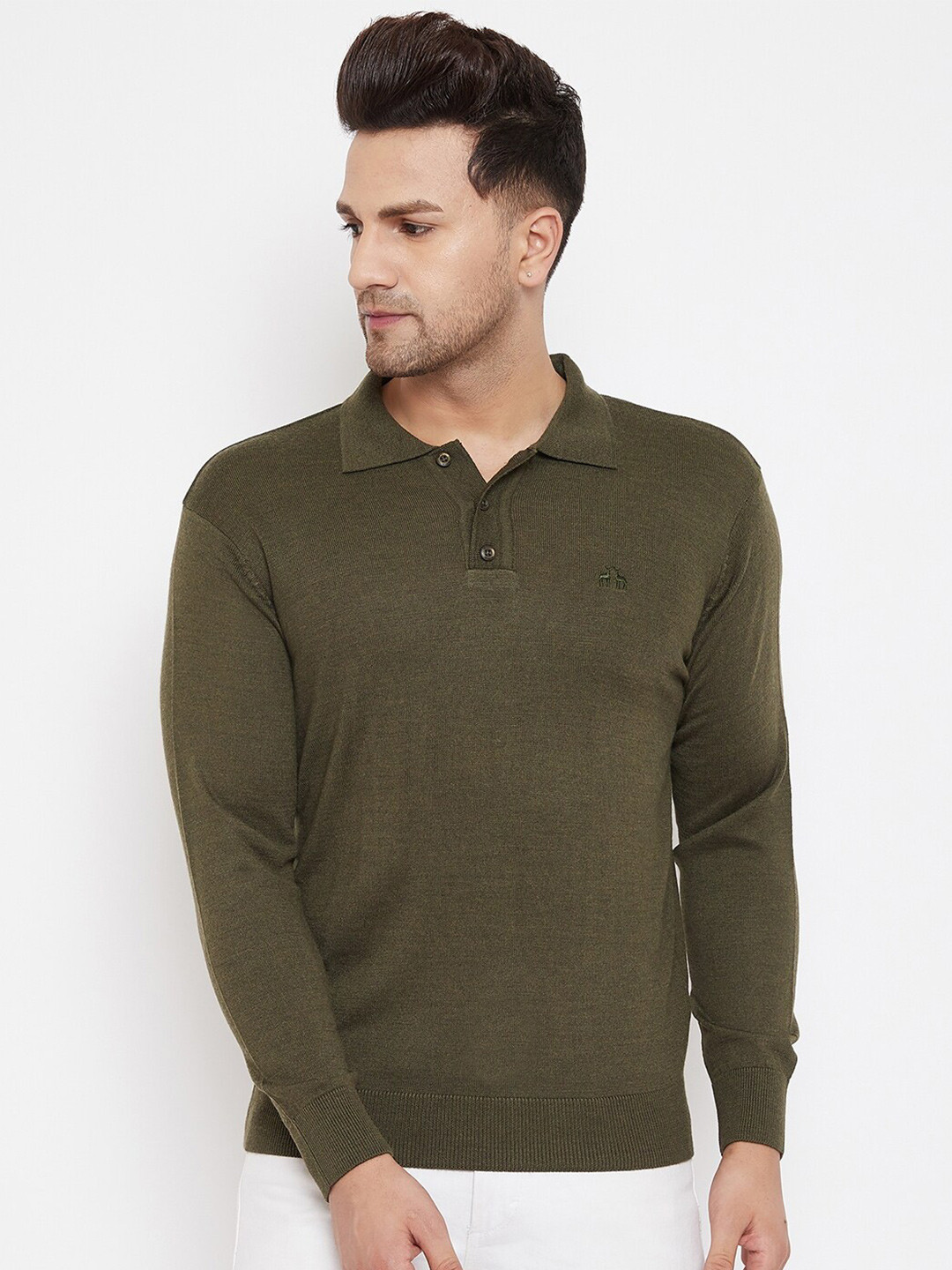 Buy 98 Degree North Men Olive Green Solid Wool Regular Sweater Vest ...