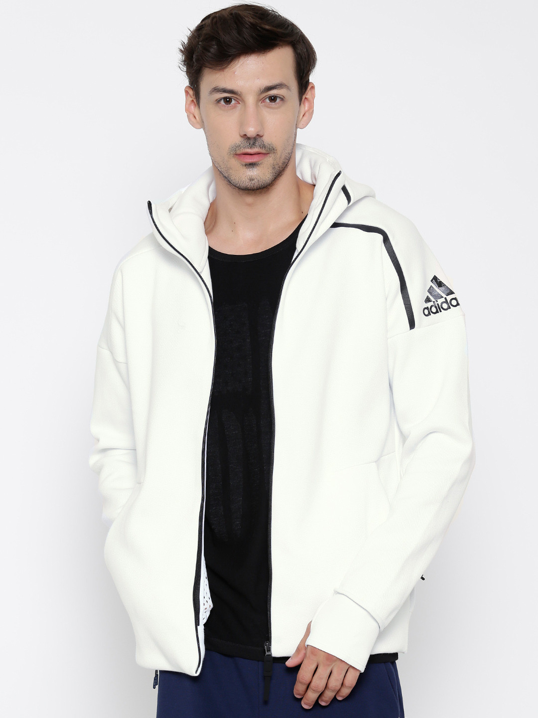 Buy ADIDAS White ZNE Hooded Jacket - Jackets for Men 1501486 | Myntra