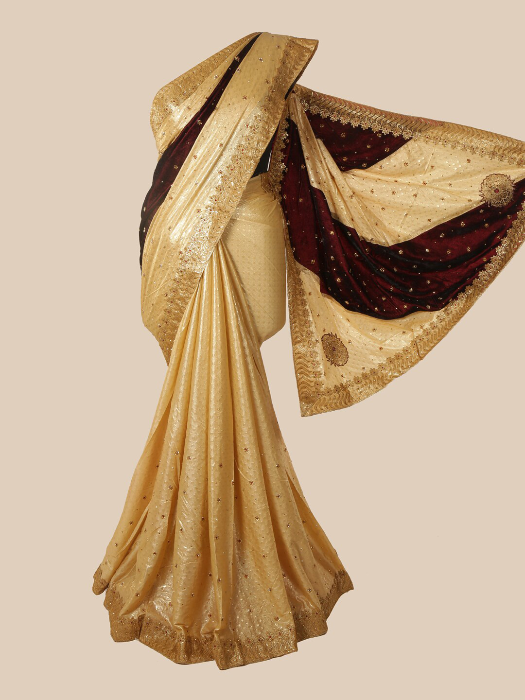 Buy Pothys Gold Toned Ethnic Motifs Zari Saree - Sarees for Women ...