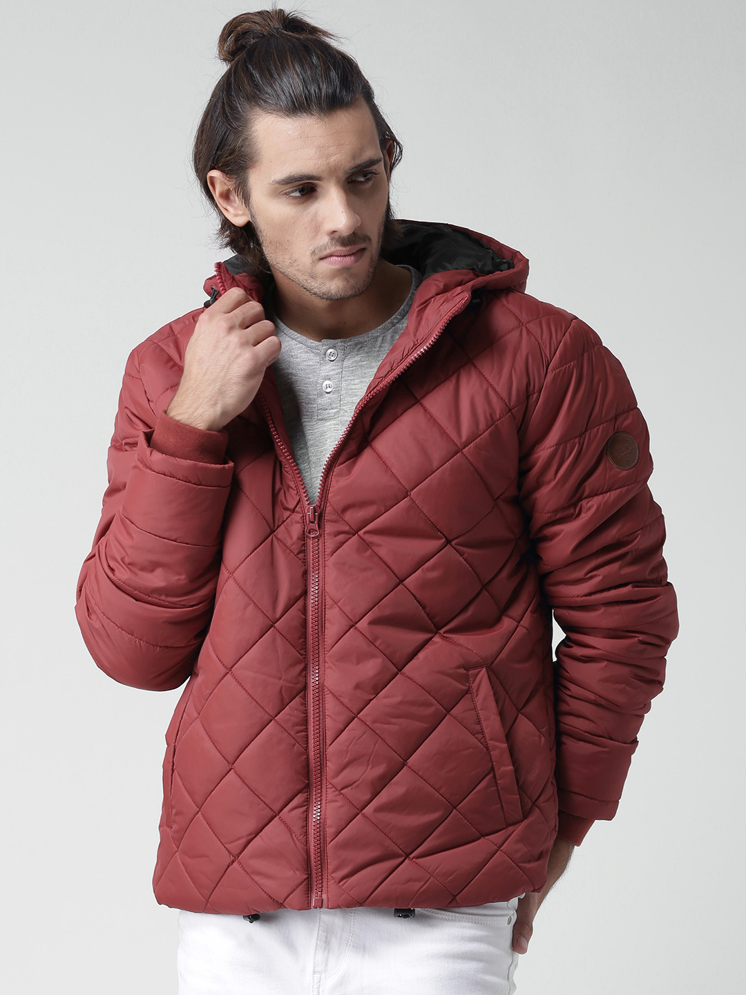 Buy BLEND Rust Red Quilted Padded Hooded Jacket - Jackets for Men ...