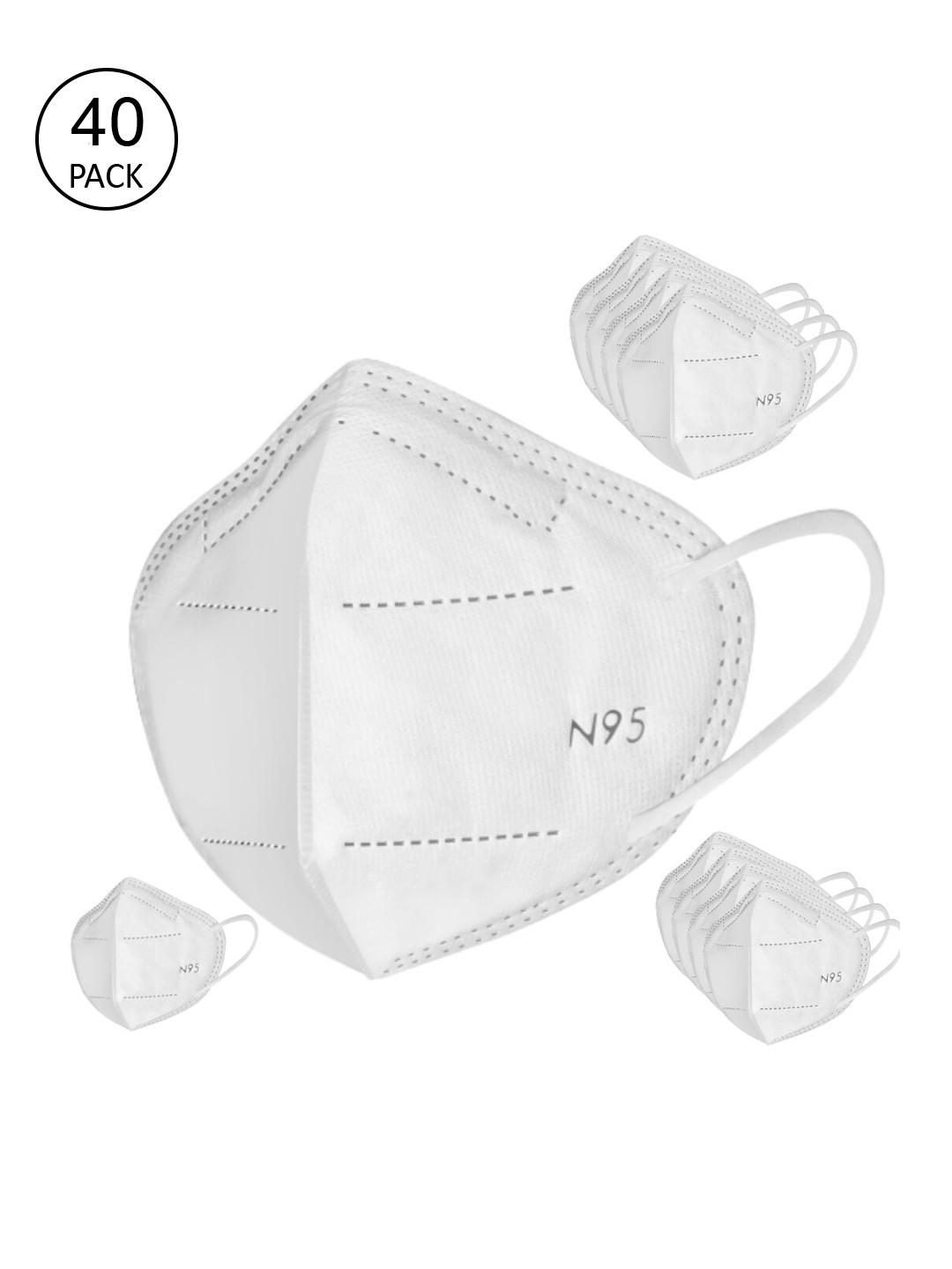 Buy LOIS CARON Pack Of 40 White N95 Outdoor Masks - Outdoor Masks for ...