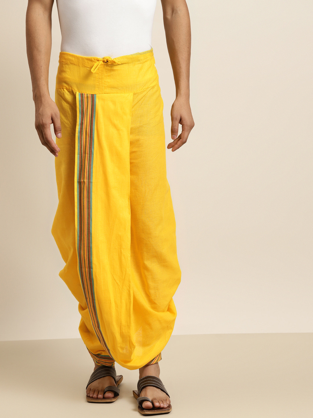 Buy SOJANYA Men Yellow Solid Cotton Dhoti Pants - Dhotis for Men ...
