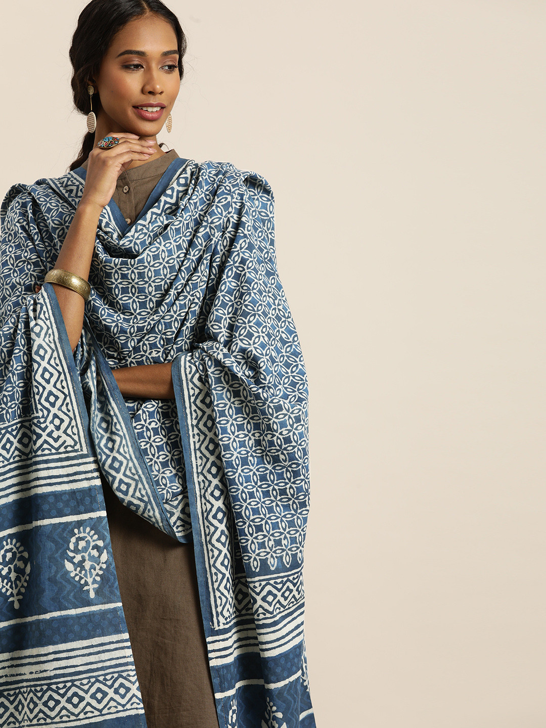 Buy Taavi Blue & White Indigo Hand Block Print Pure Cotton Sustainable ...