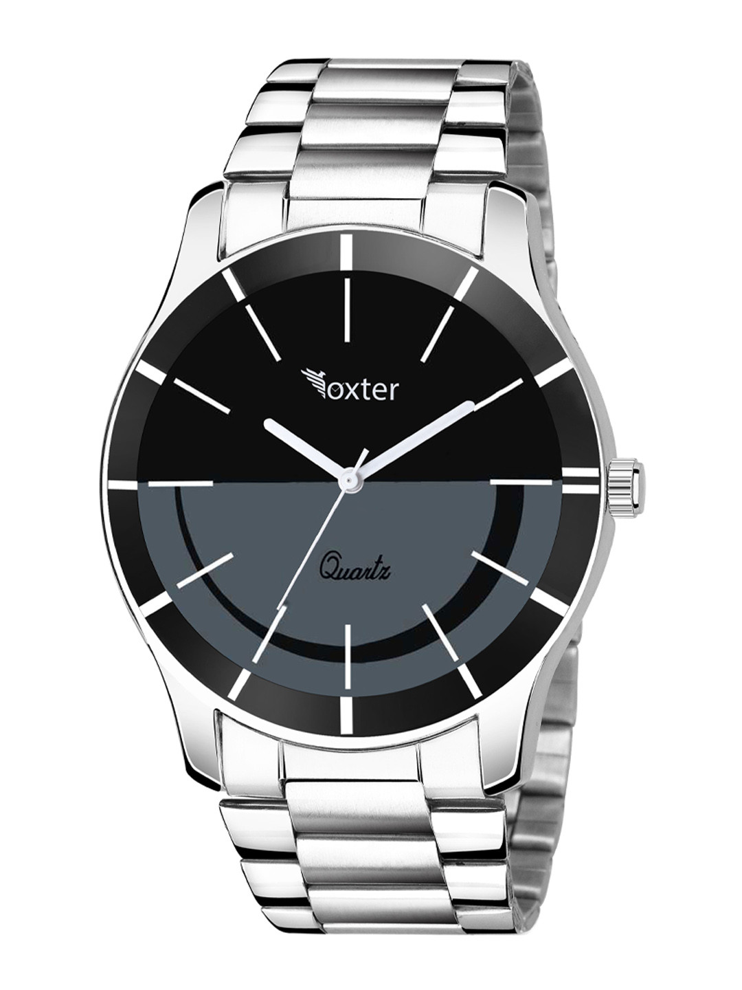 Buy Foxter Men Black Brass Dial & Silver Toned Metal Straps Analogue ...