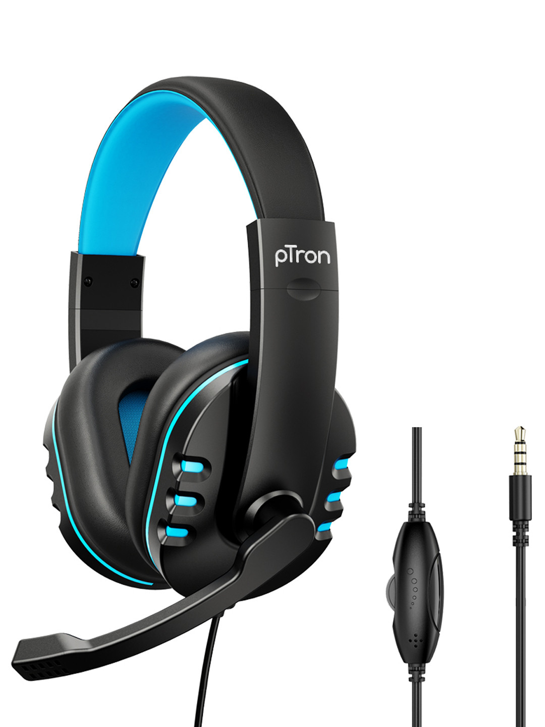 Buy PTron Black & Blue Soundster Arcade Ergonomic Wired Headphones ...
