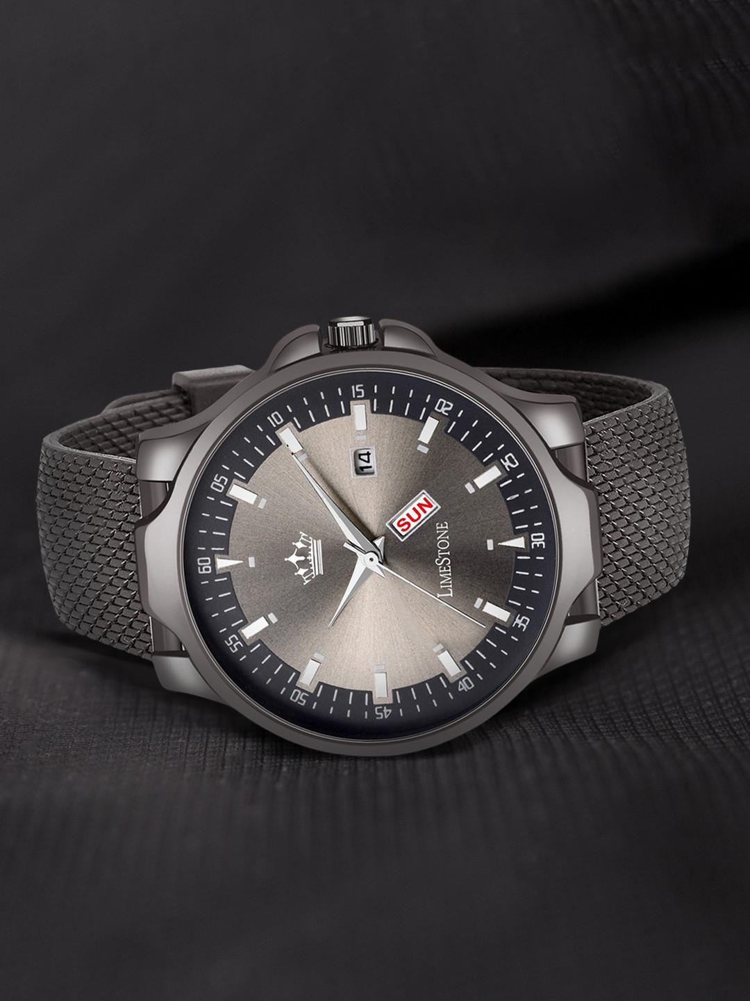 Buy LIMESTONE Men Grey Brass Dial & Grey Straps Analogue Watch ...