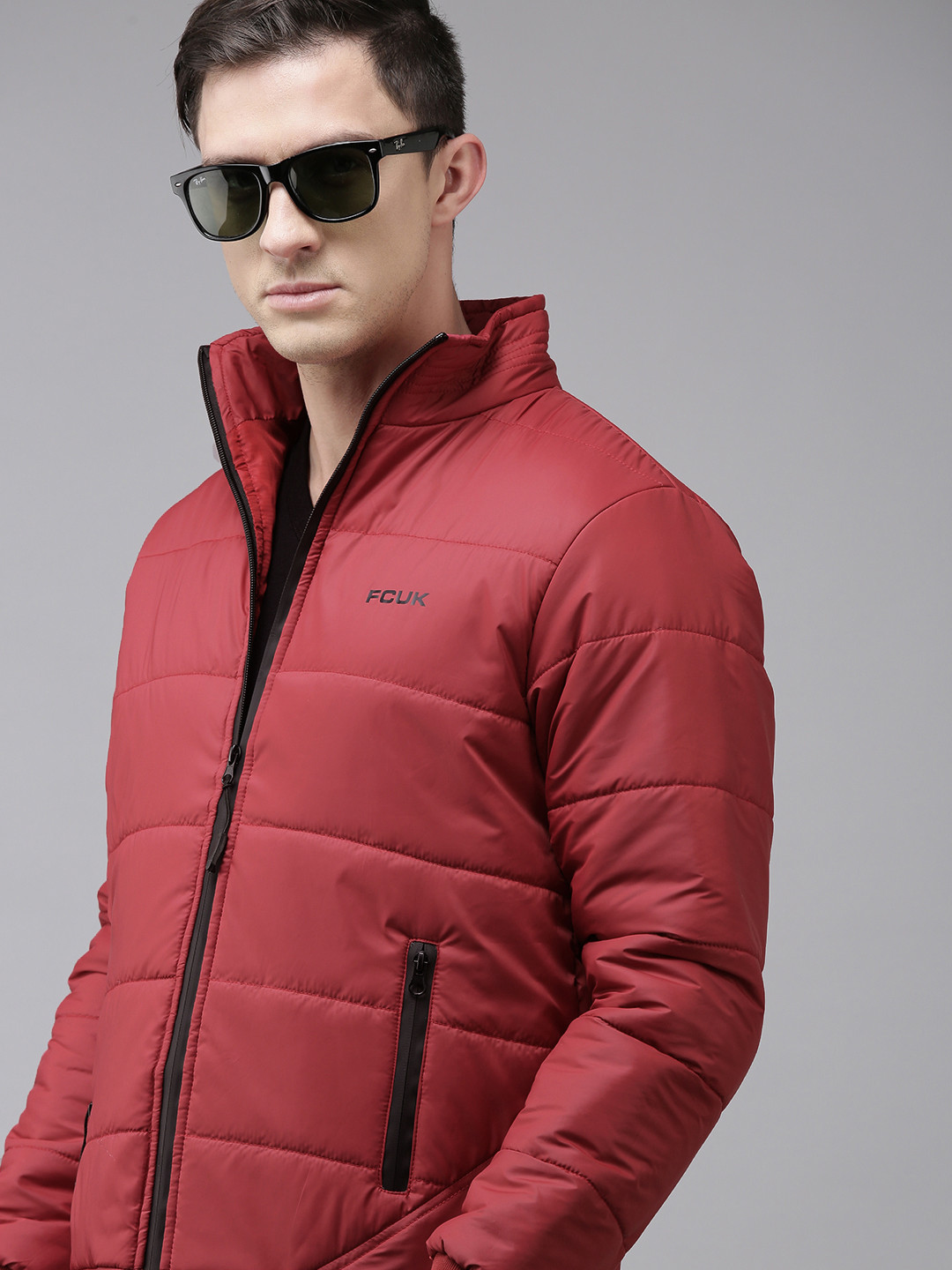 Buy French Connection Men Red Solid Padded Jacket - Jackets for Men ...