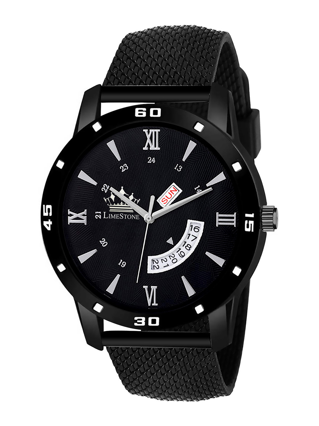 Buy LIMESTONE Men Black Brass Embellished Dial & Black Straps Analogue ...