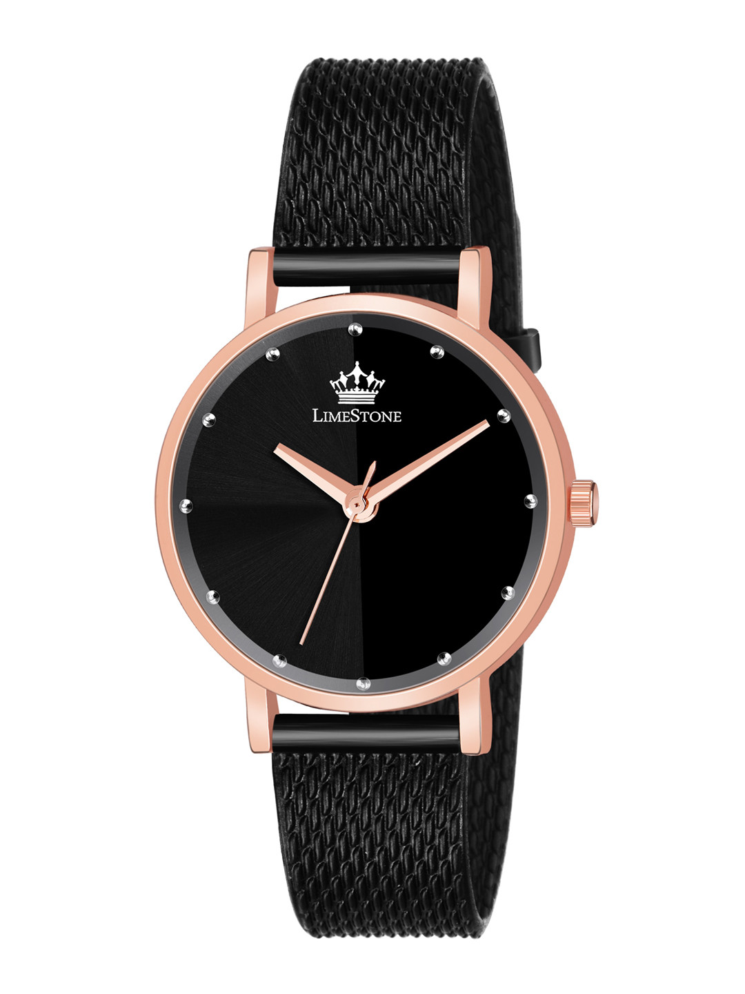 Buy LIMESTONE Men Black Brass Solid Dial & Black Straps Analogue Watch ...
