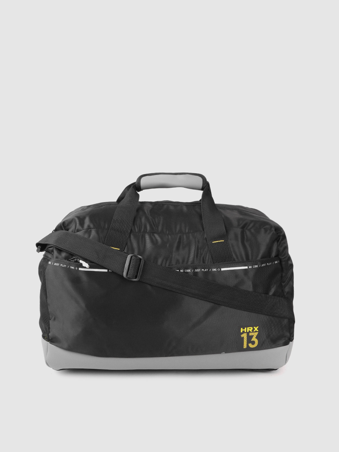 Buy HRX By Hrithik Roshan Unisex Black & Grey Solid Duffel Bag - Duffel ...