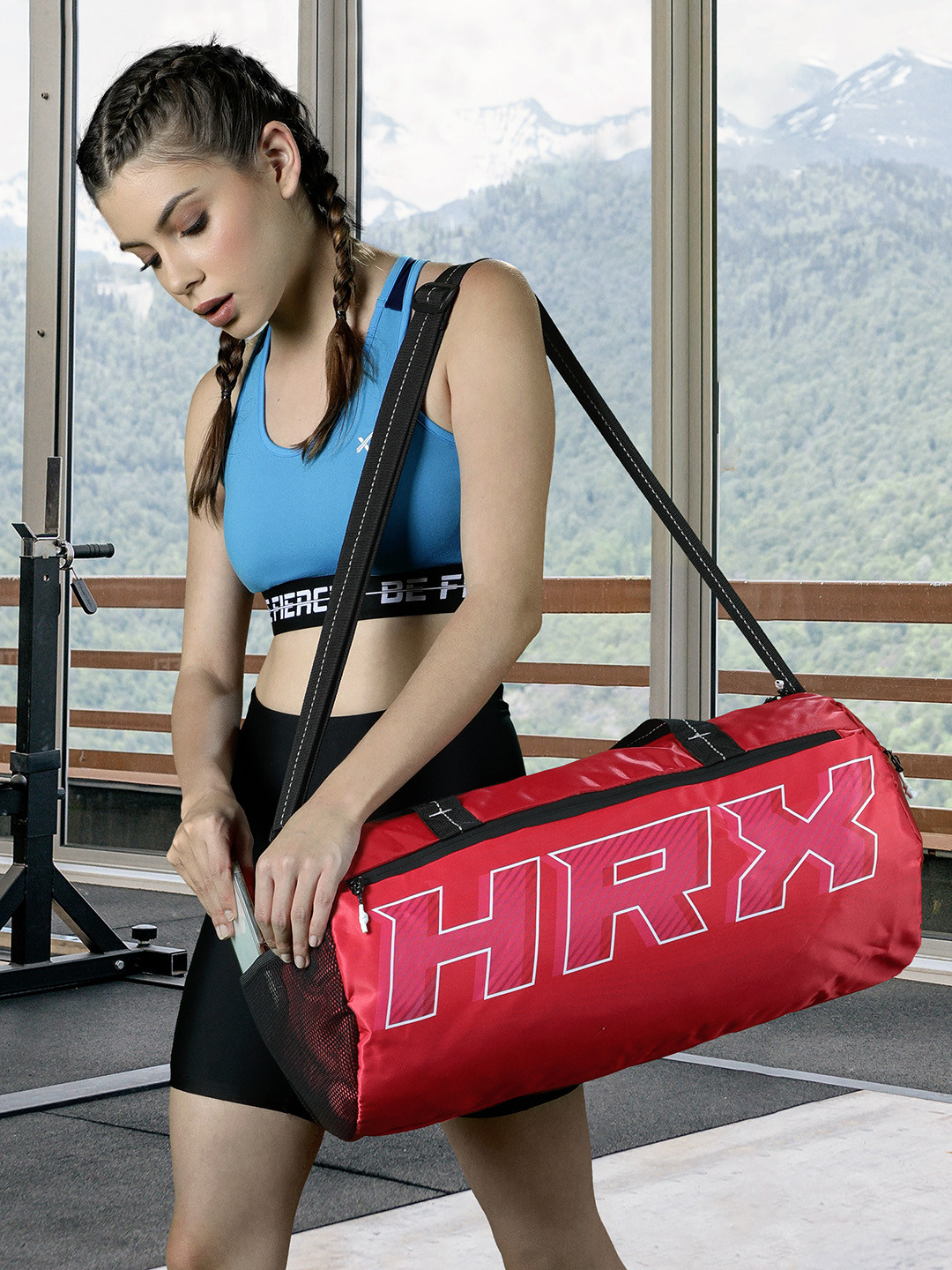 Buy HRX By Hrithik Roshan Unisex Red & White Brand Logo Print Duffel ...