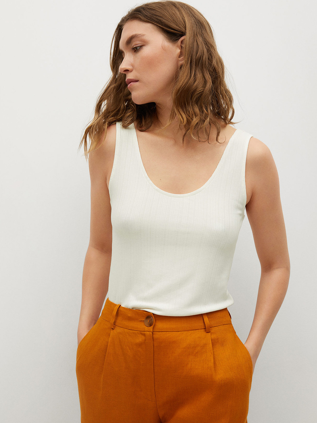Buy MANGO White Self Striped Regular Top - Tops for Women 15035806 | Myntra