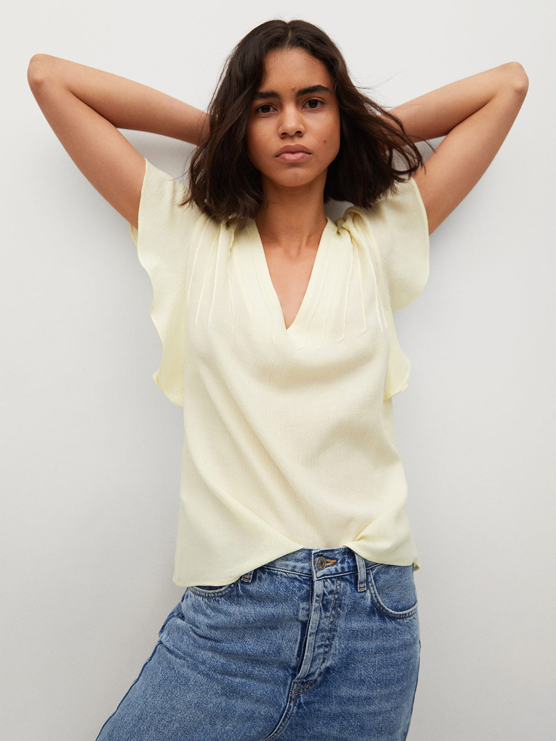 Buy MANGO Women Yellow Solid Sustainable Regular Top - Tops for Women ...