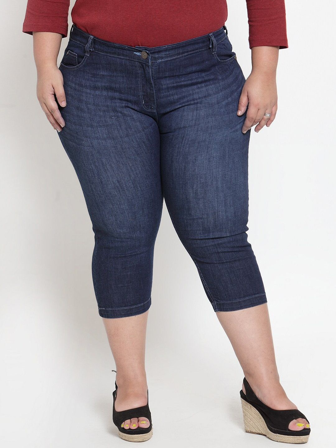 Buy PlusS Women Blue Plus Size Capris - Capris for Women 15045466 | Myntra