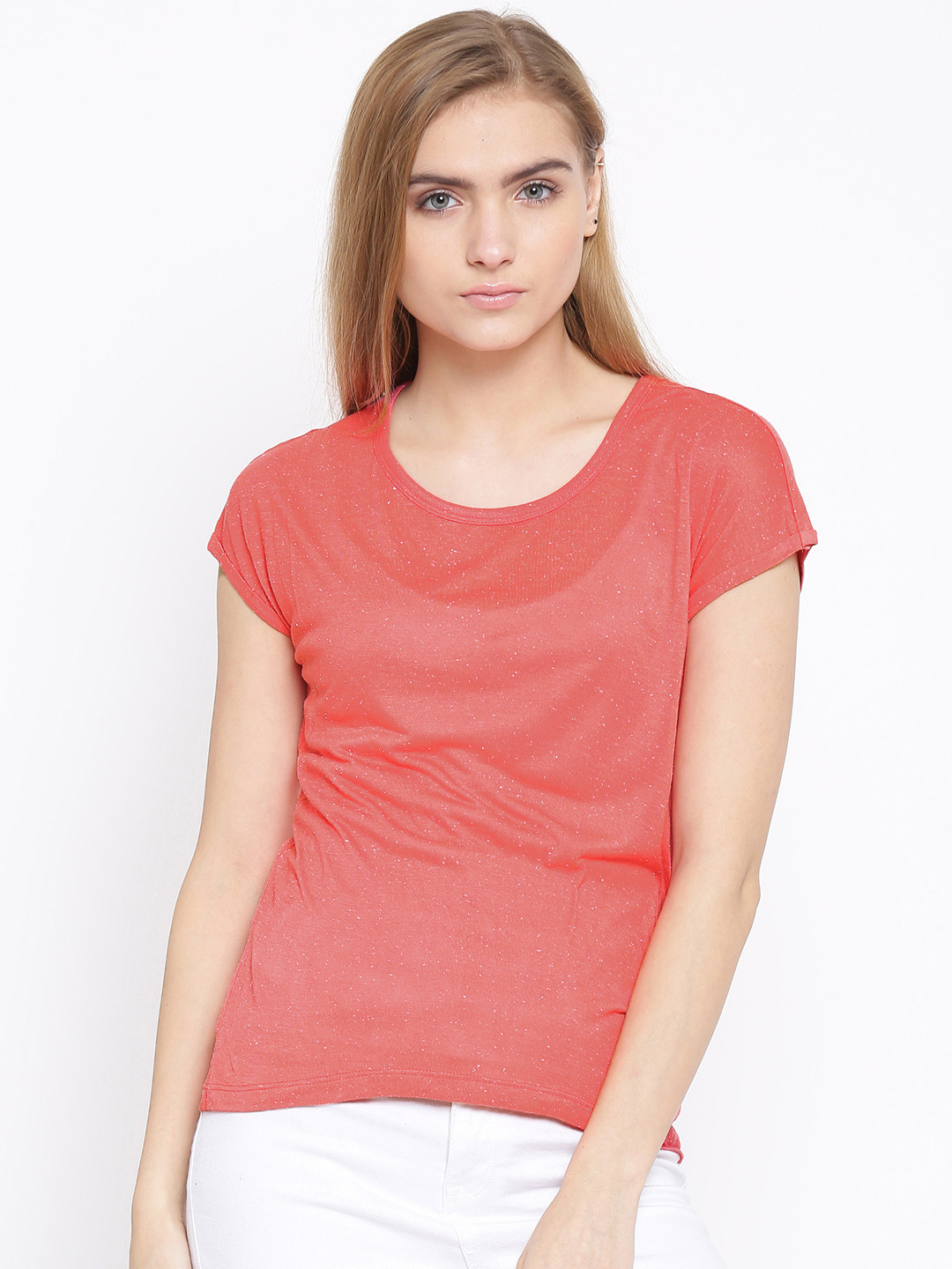 Buy Vero Moda Women Coral Pink Solid Top - Tops for Women 1505136 | Myntra