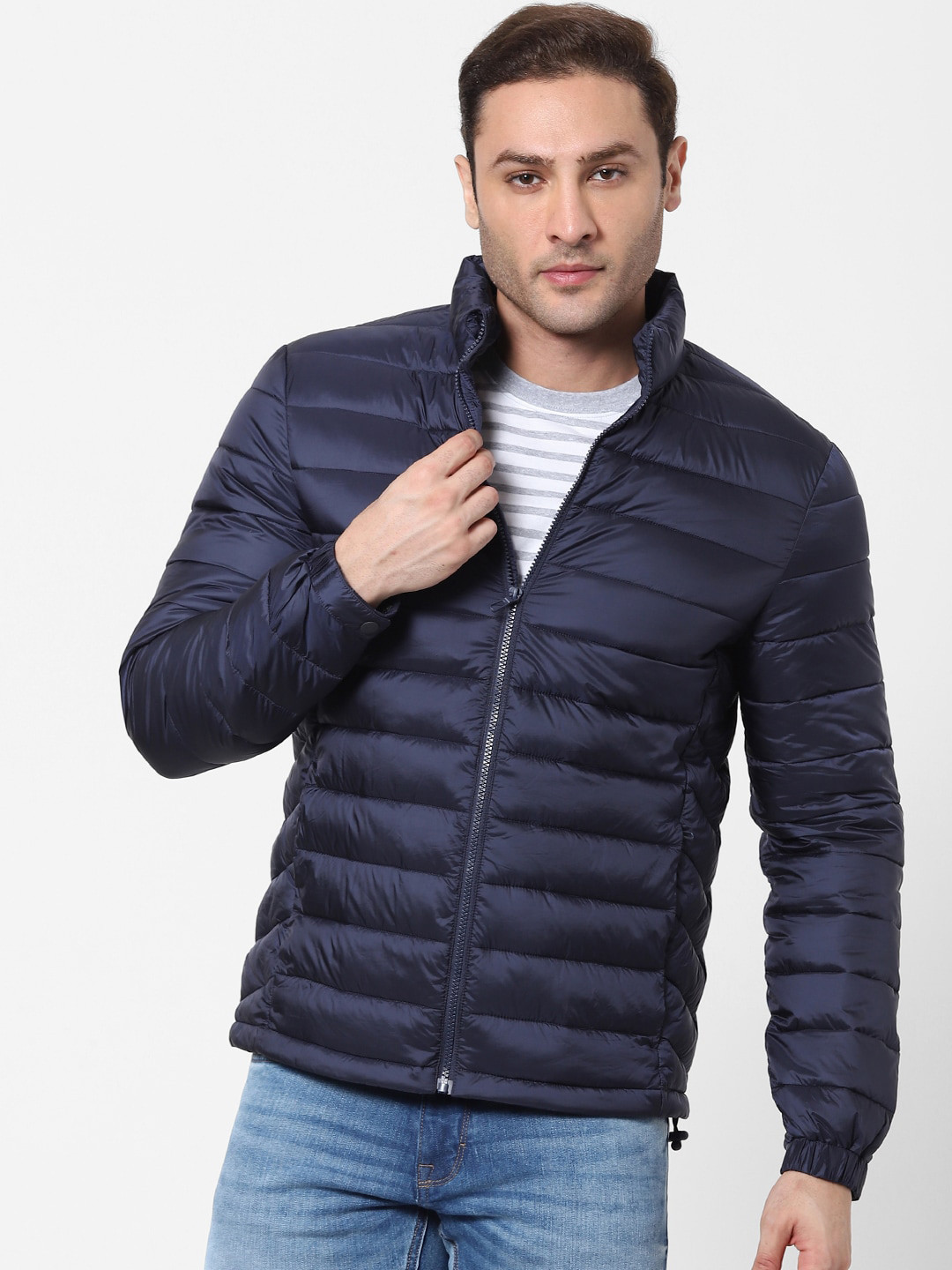 Buy Celio Men Navy Blue Padded Jacket - Jackets for Men 15051568 | Myntra