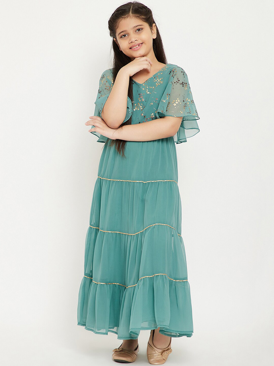 Buy Stylo Bug Blue Floral Georgette Maxi Dress - Dresses for Girls ...