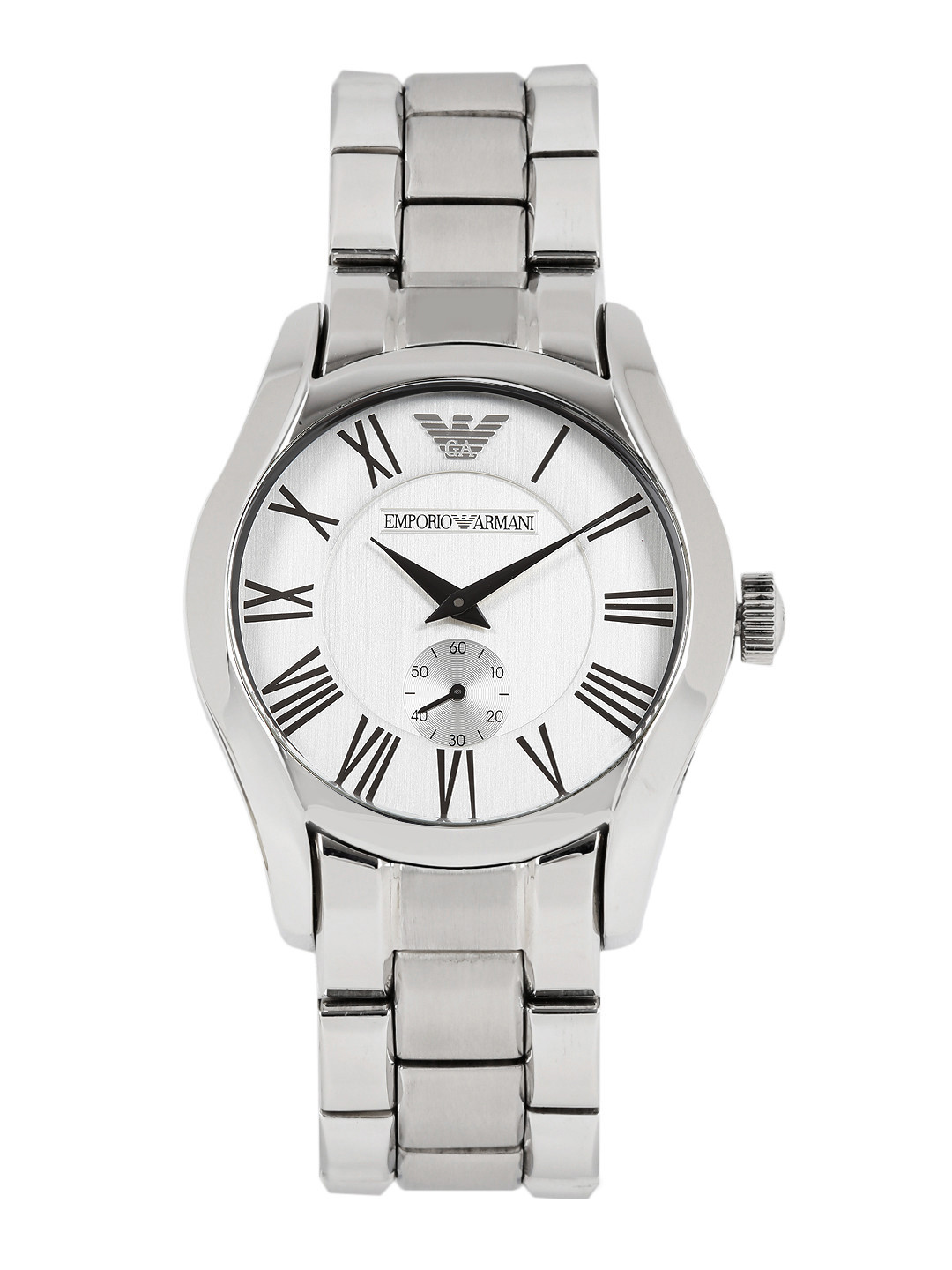 Buy Emporio Armani Men Silver Toned Analogue Watch AR0647 - Watches for ...