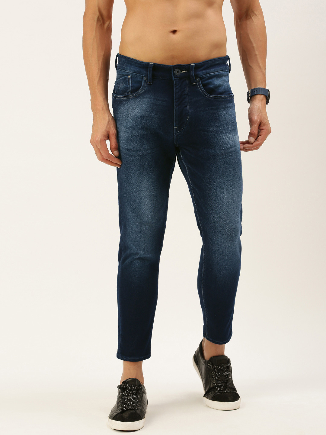 Buy Flying Machine Men Blue MJ Mankle Slim Fit Light Fade Stretchable ...